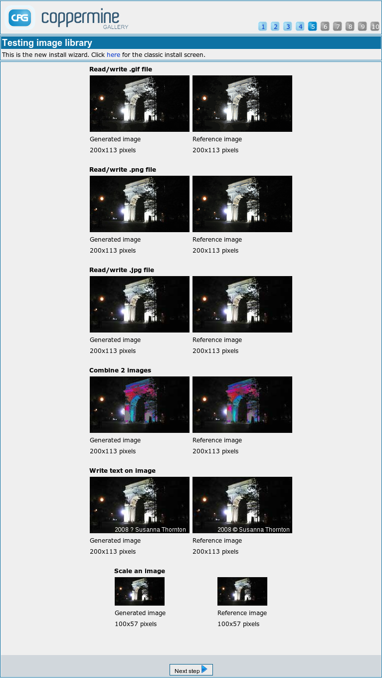 Install screen - Coppermine Photo Gallery - Documentation & Manual